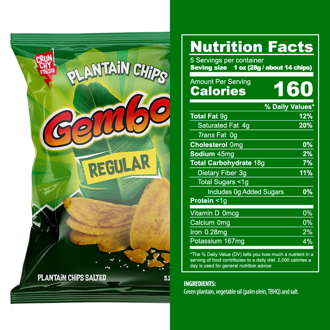 Gembos Plantain Chips with Salt | Crispy Vegan Healthy Chips Snack, 5 ...
